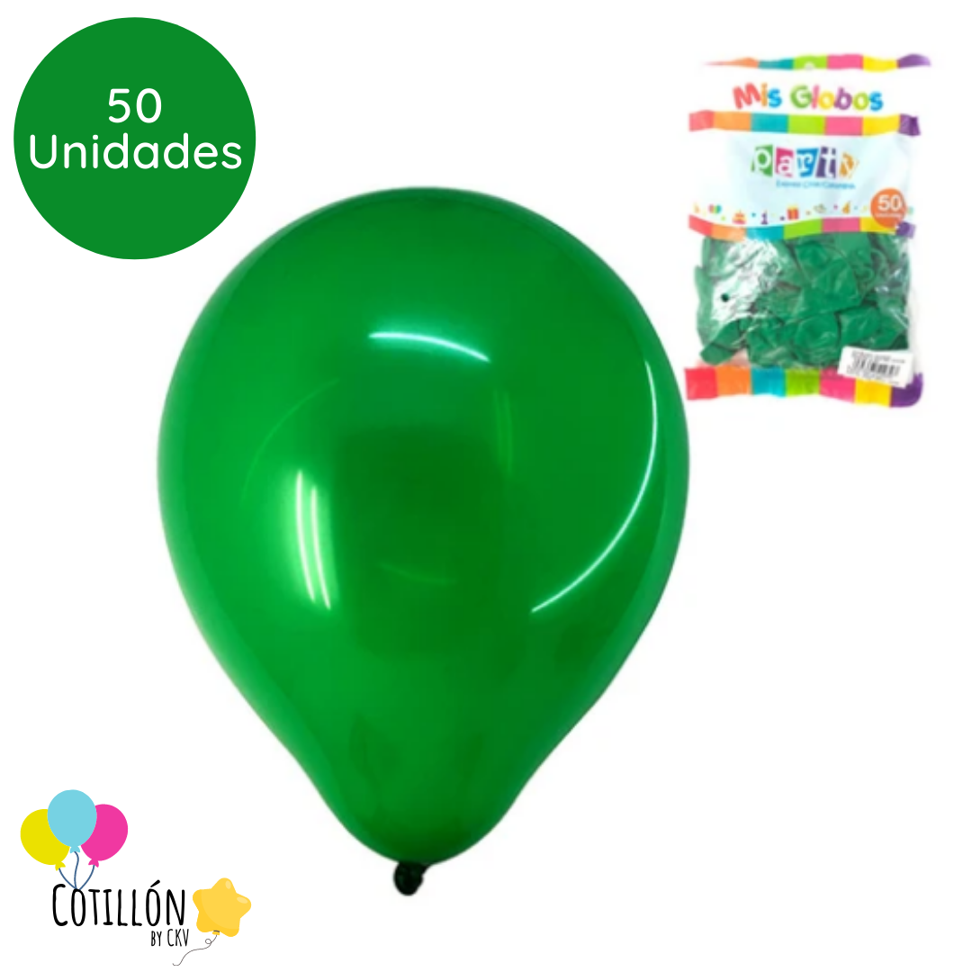 Globo Liso Verde Selva R9 x 50 Unidades – Cotillon La Estrella